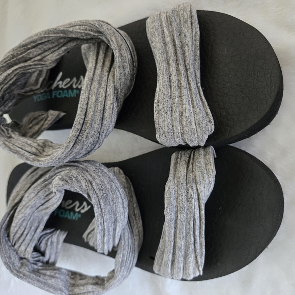 Skechers | Shoes | Skechers Black And Gray Yoga Foam Sandals | Poshmark